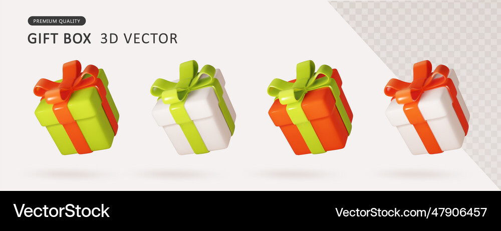 Realistic gift boxes set in christmas colors Vector Image