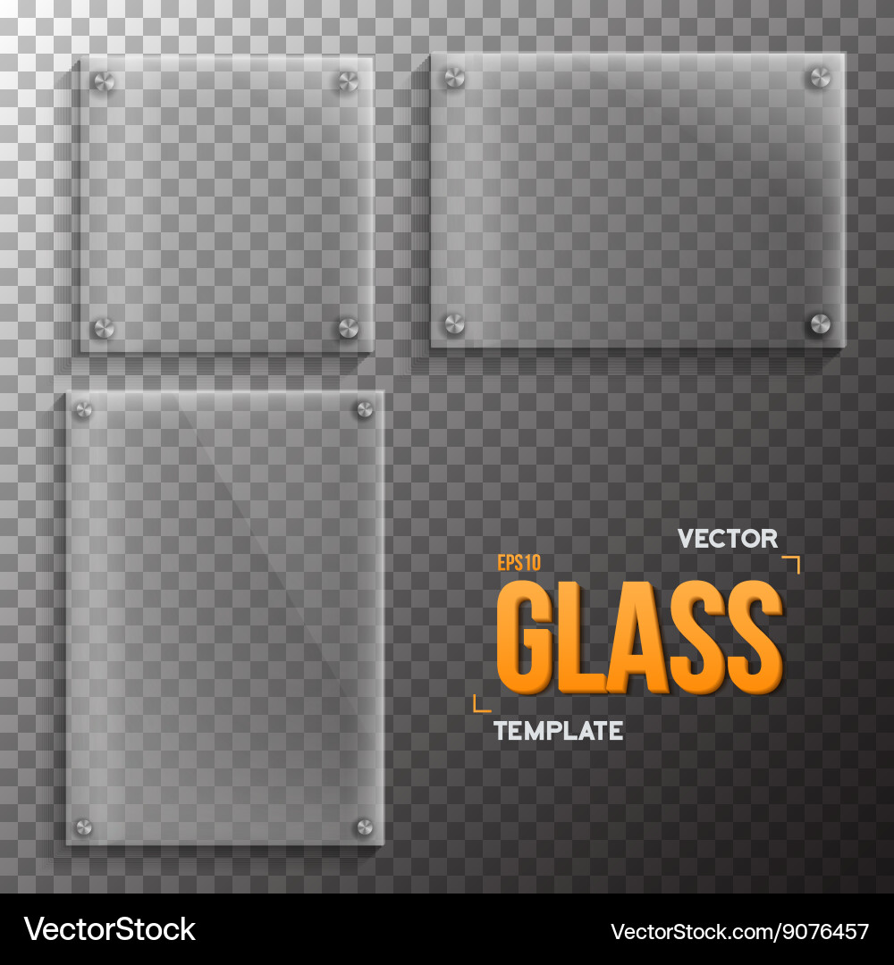 Set of realistic glass frame template Royalty Free Vector