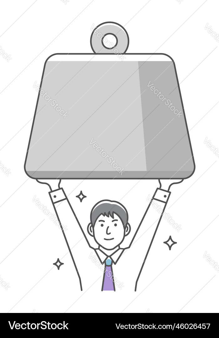 Young businessman holding huge weight Royalty Free Vector