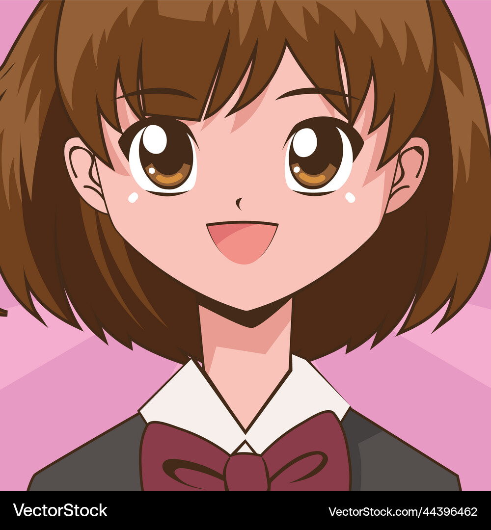 Anime happy girl Royalty Free Vector Image - VectorStock
