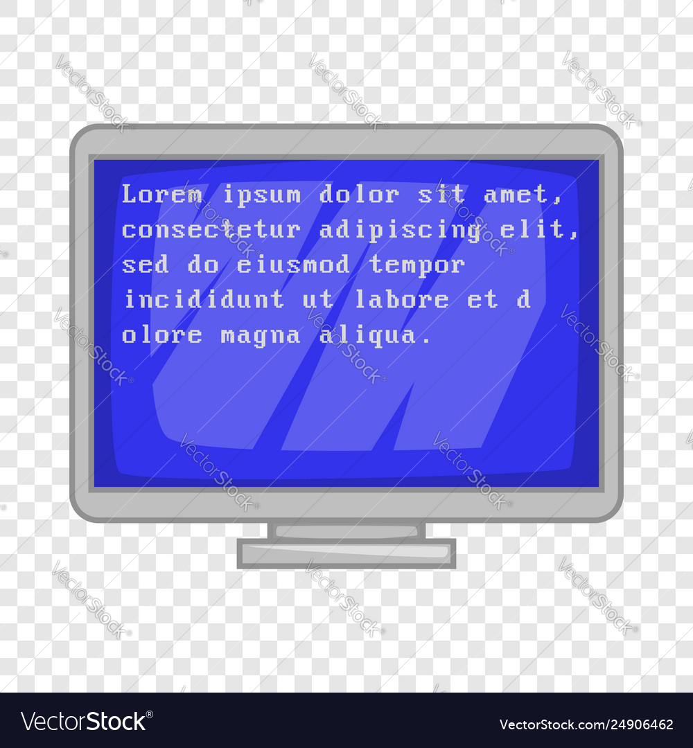 Blue computer screen with text icon cartoon style Vector Image
