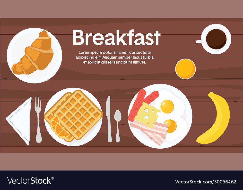 Breakfast table Royalty Free Vector Image - VectorStock
