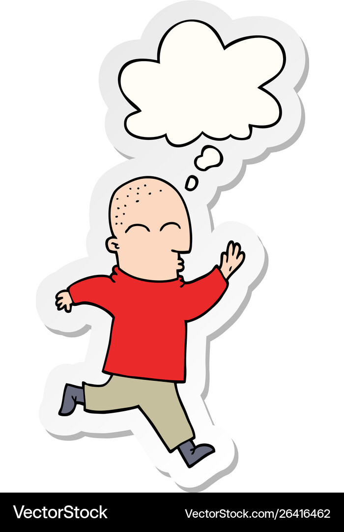 Cartoon man running and thought bubble as a Vector Image