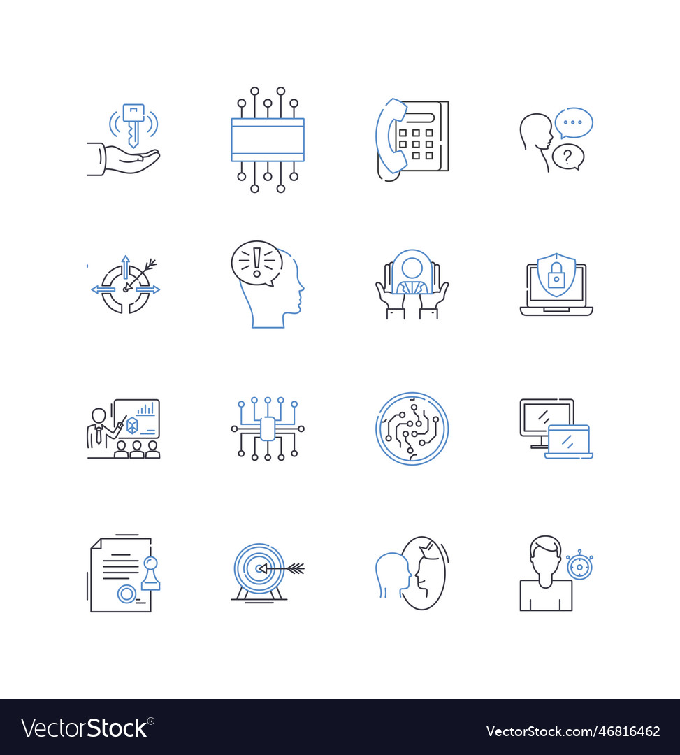 Collaborative effort line icons collection Vector Image
