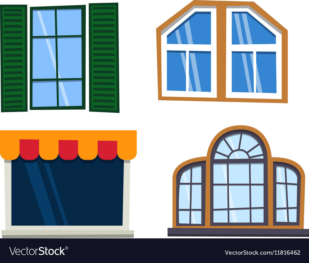 Different house windows elements Royalty Free Vector Image