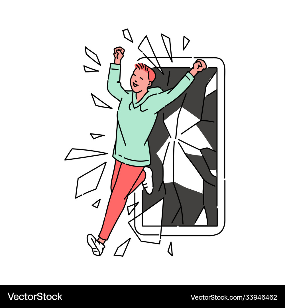 Digital detox and internet addiction sketch Vector Image