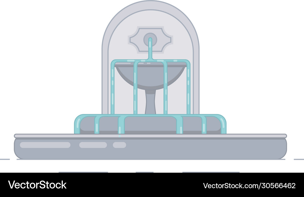 Flat fountain with water flowing from wall Vector Image