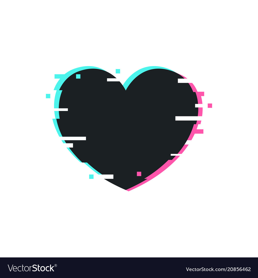 Glitched distortion heart frame Royalty Free Vector Image