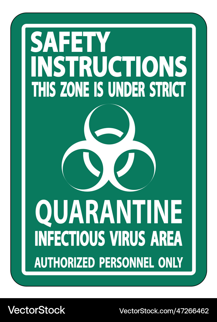 Safety instructions quarantine infectious virus Vector Image