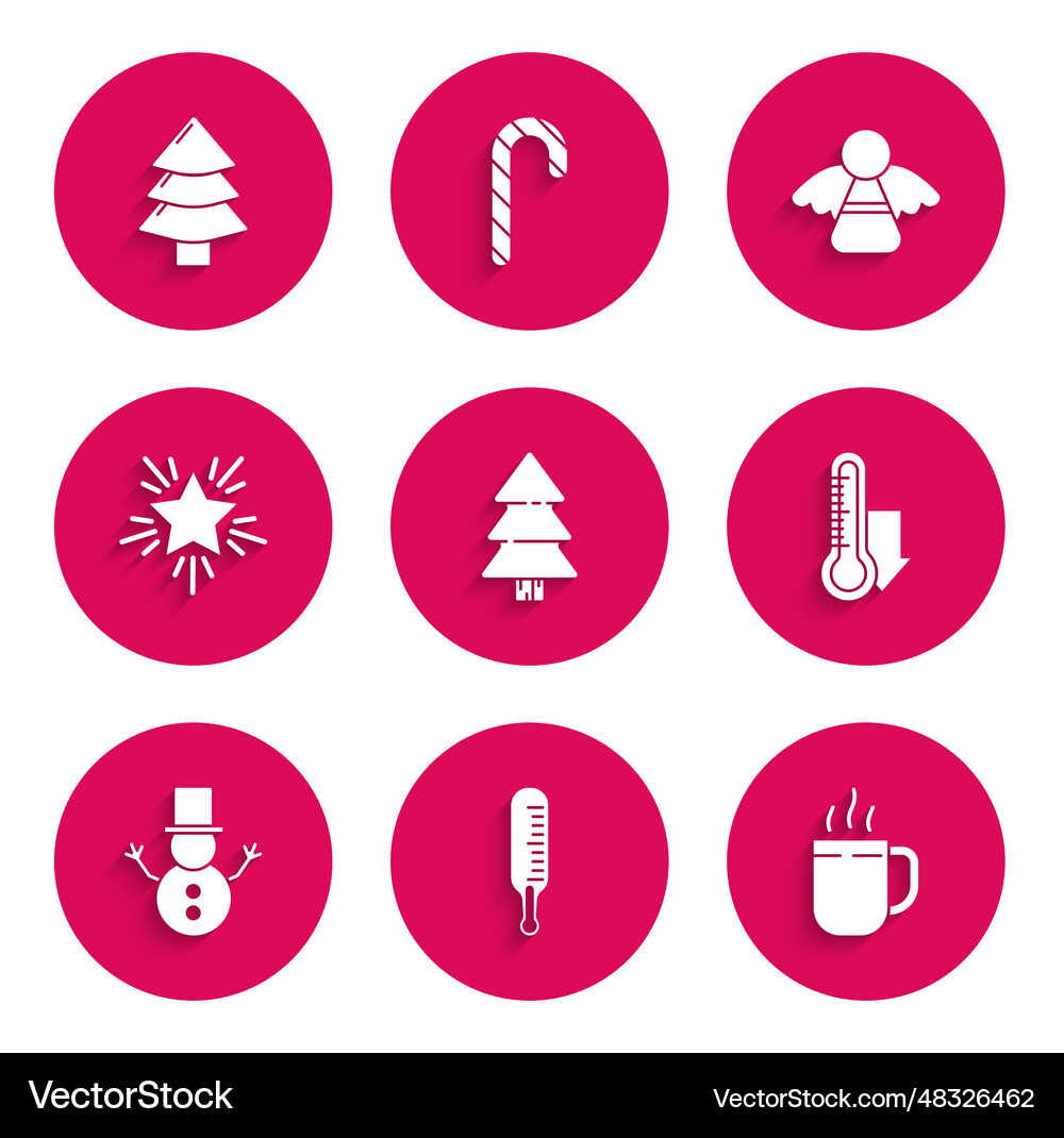 Set christmas tree meteorology thermometer Vector Image