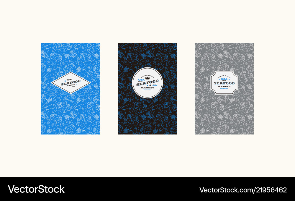 Set of cover label logo and seamless pattern Vector Image