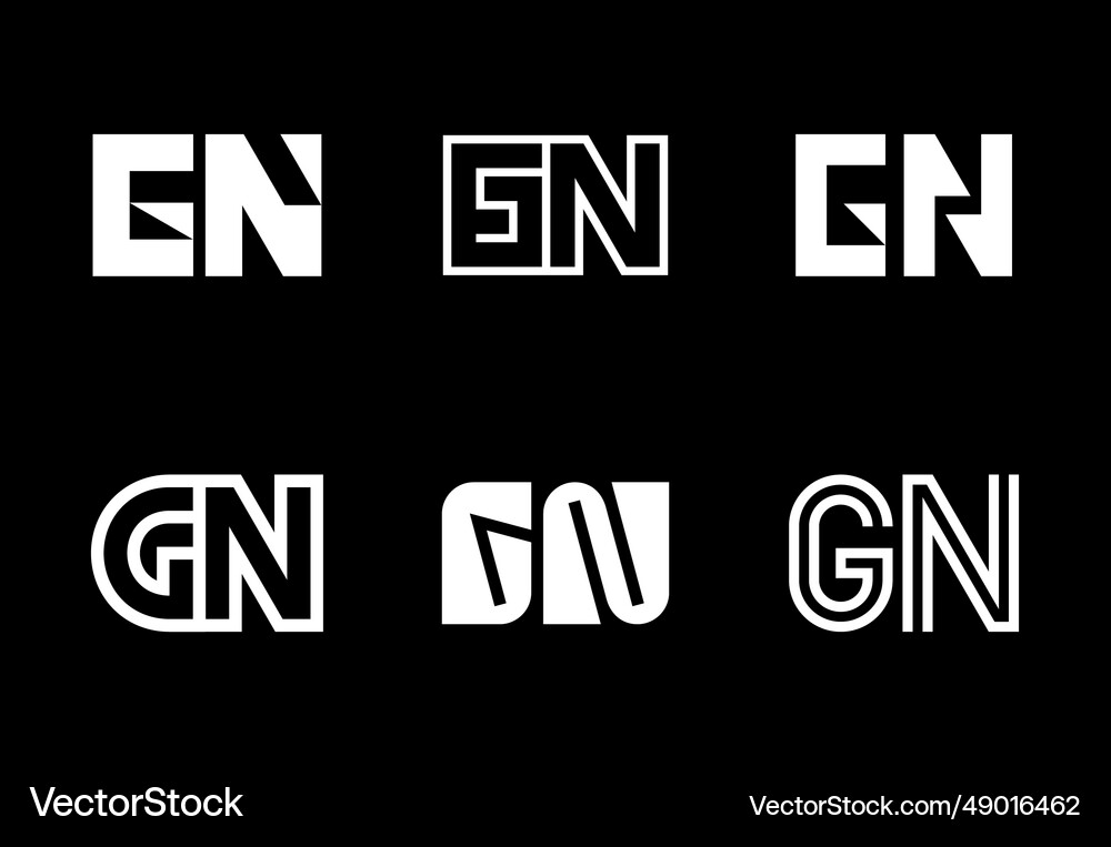 Set of letter gn logos Royalty Free Vector Image