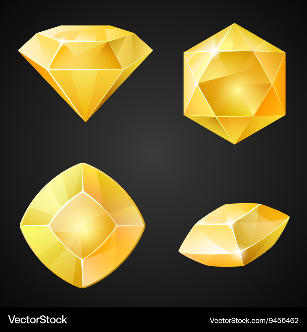 Set of yellow gemstones Royalty Free Vector Image