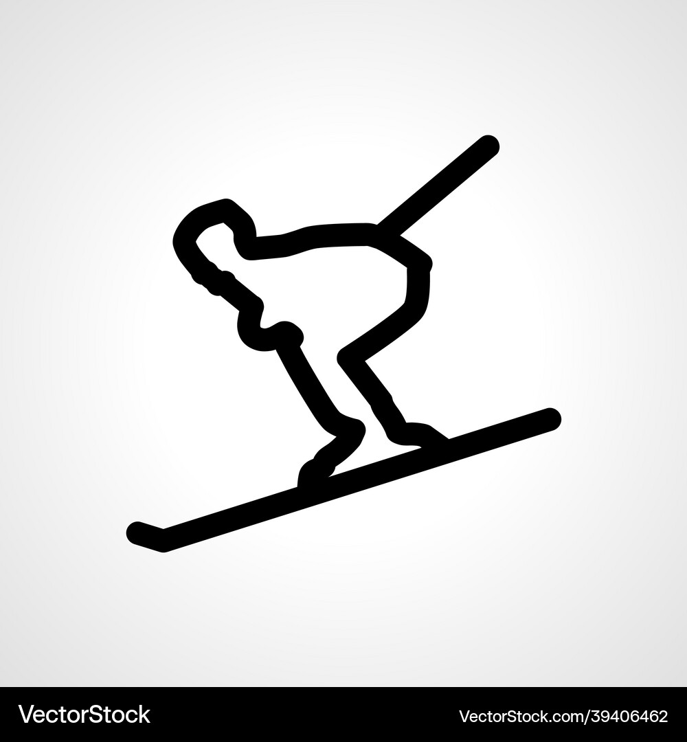 Skier line icon ski jump linear outline icon Vector Image