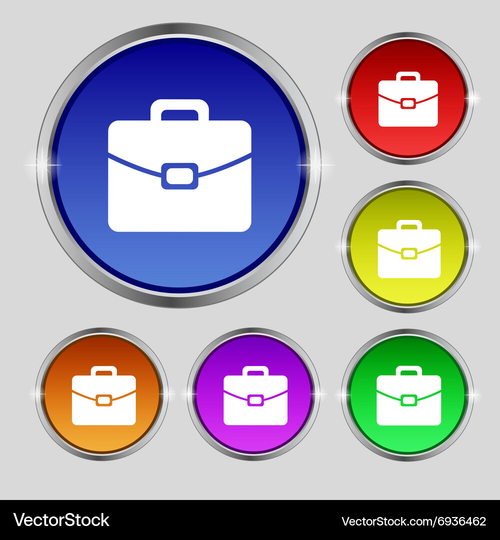 Suitcase icon sign round symbol on bright Vector Image