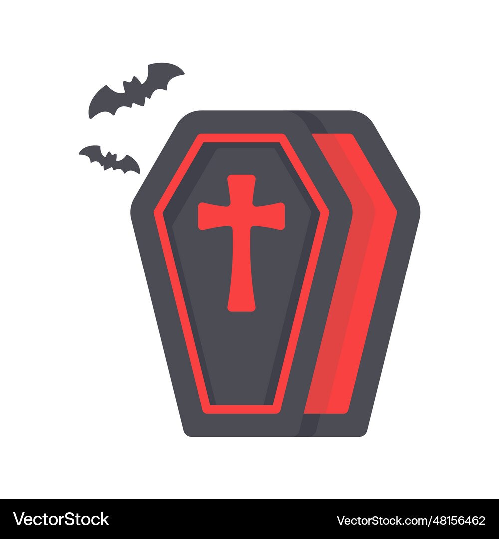 Vampire coffin crosses and vampires fly on Vector Image