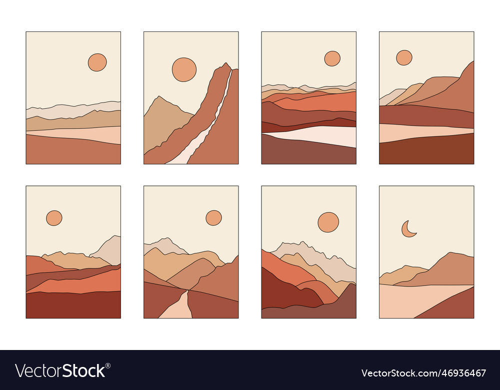 Abstract landscape set Royalty Free Vector Image