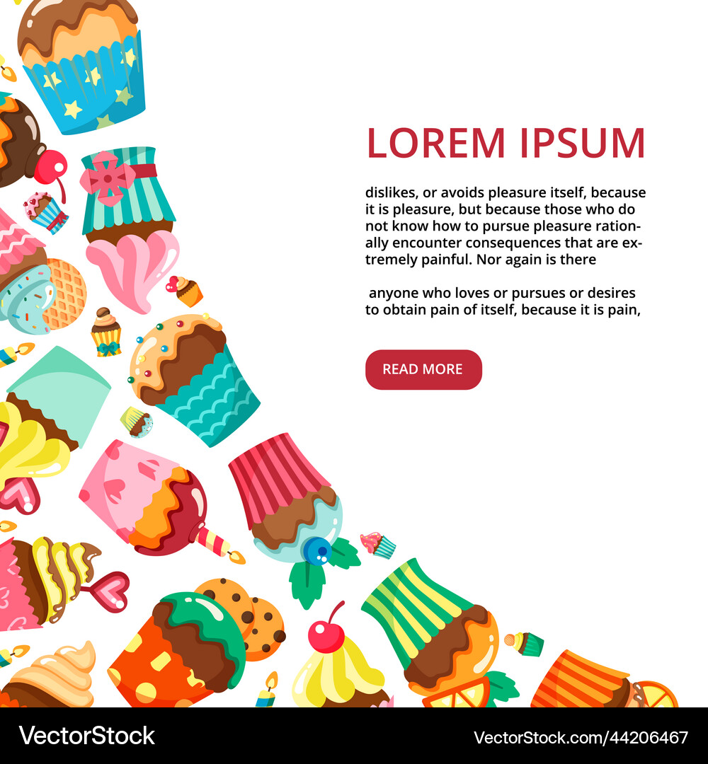 Cupcake background muffins delicious food Vector Image