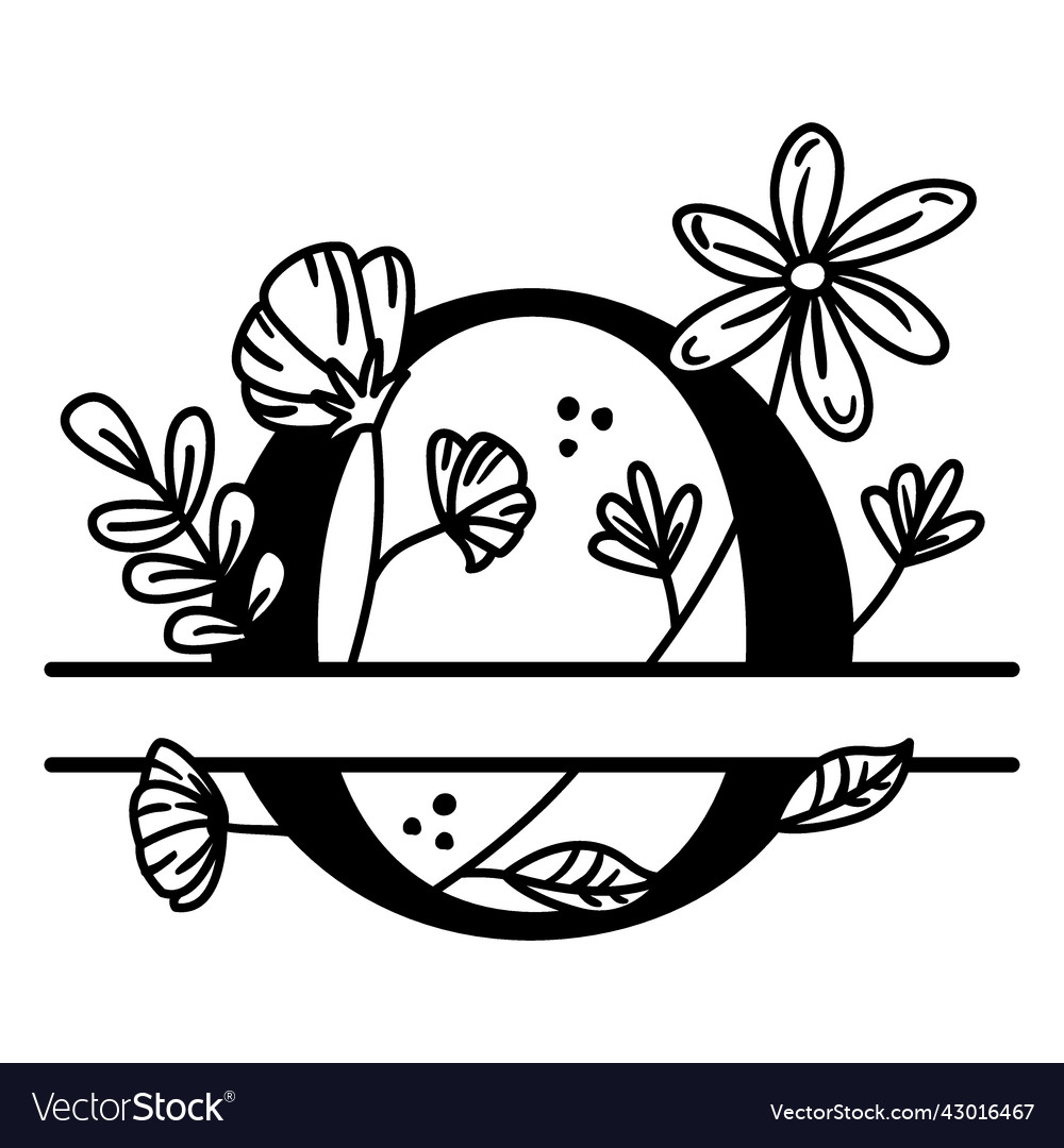 Floral split o monogram Royalty Free Vector Image