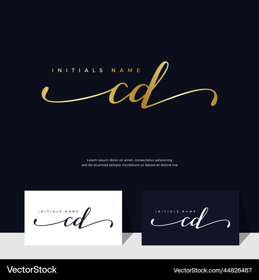 Handwriting initial of letter cd c d feminine Vector Image