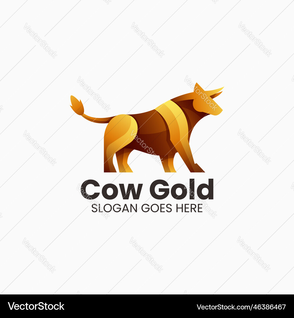 Logo cow gold gradient colorful style Royalty Free Vector