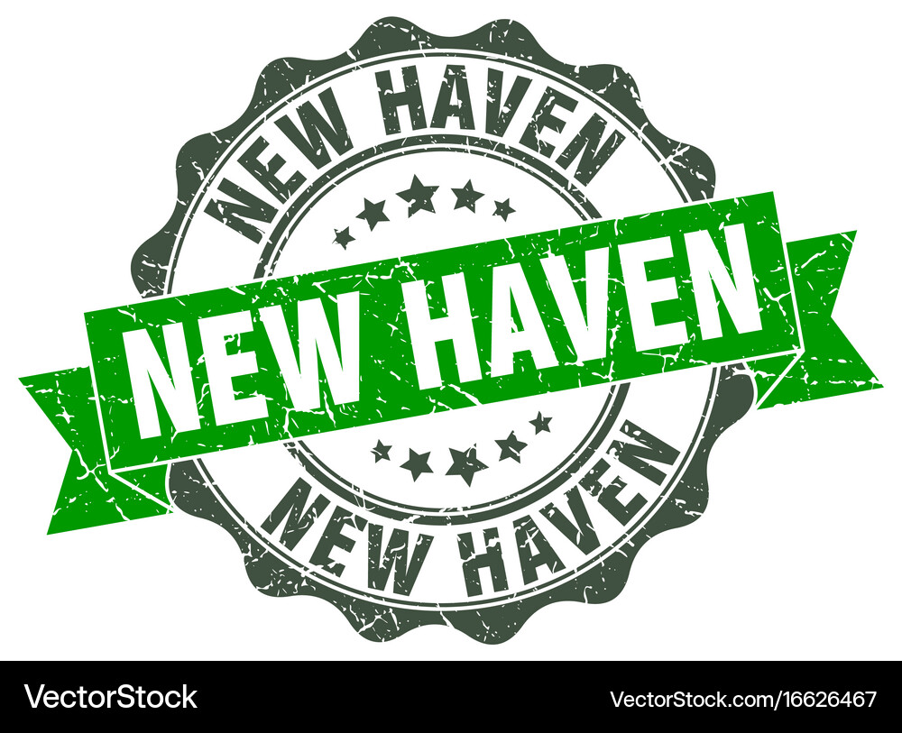 New haven round ribbon seal Royalty Free Vector Image