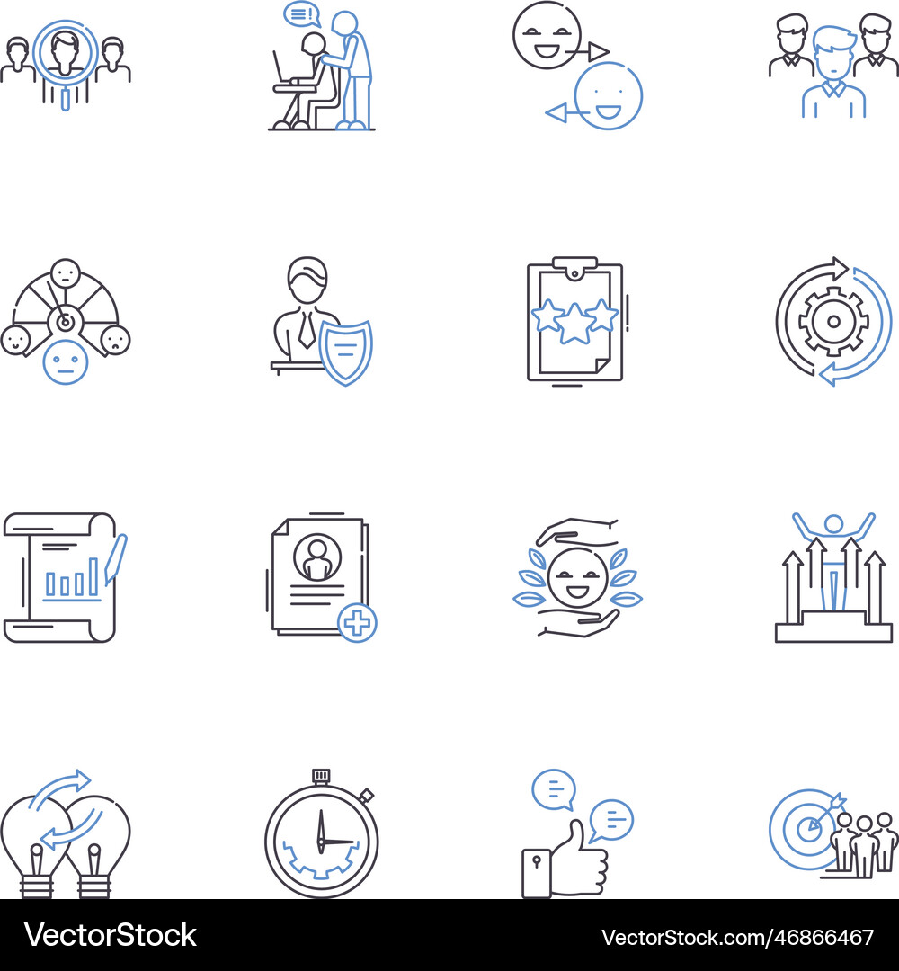 Presidency line icons collection power commander Vector Image