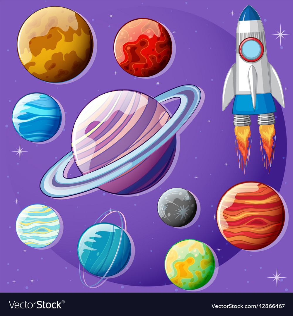 Space planets seamless pattern Royalty Free Vector Image