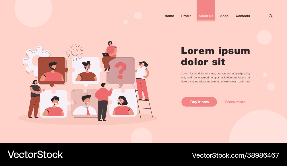 Tiny hr specialist looking for recruits for job Vector Image