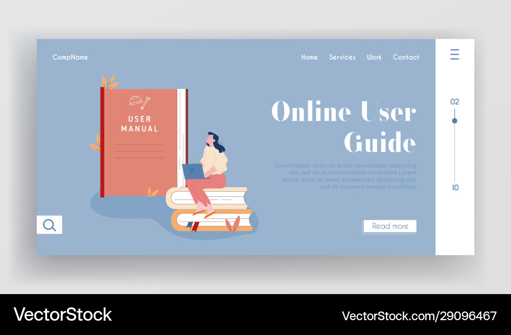 Users manual brochure faq website landing page Vector Image