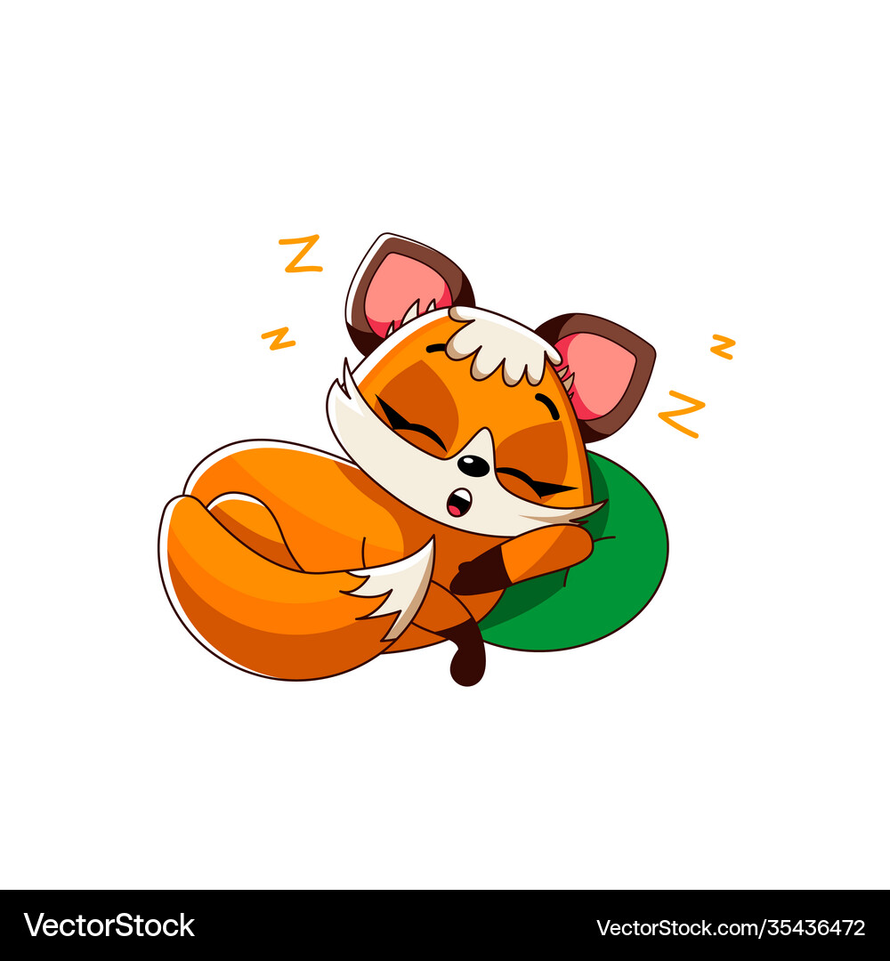 Beautiful cartoon fox sleeping cute on pillow Vector Image