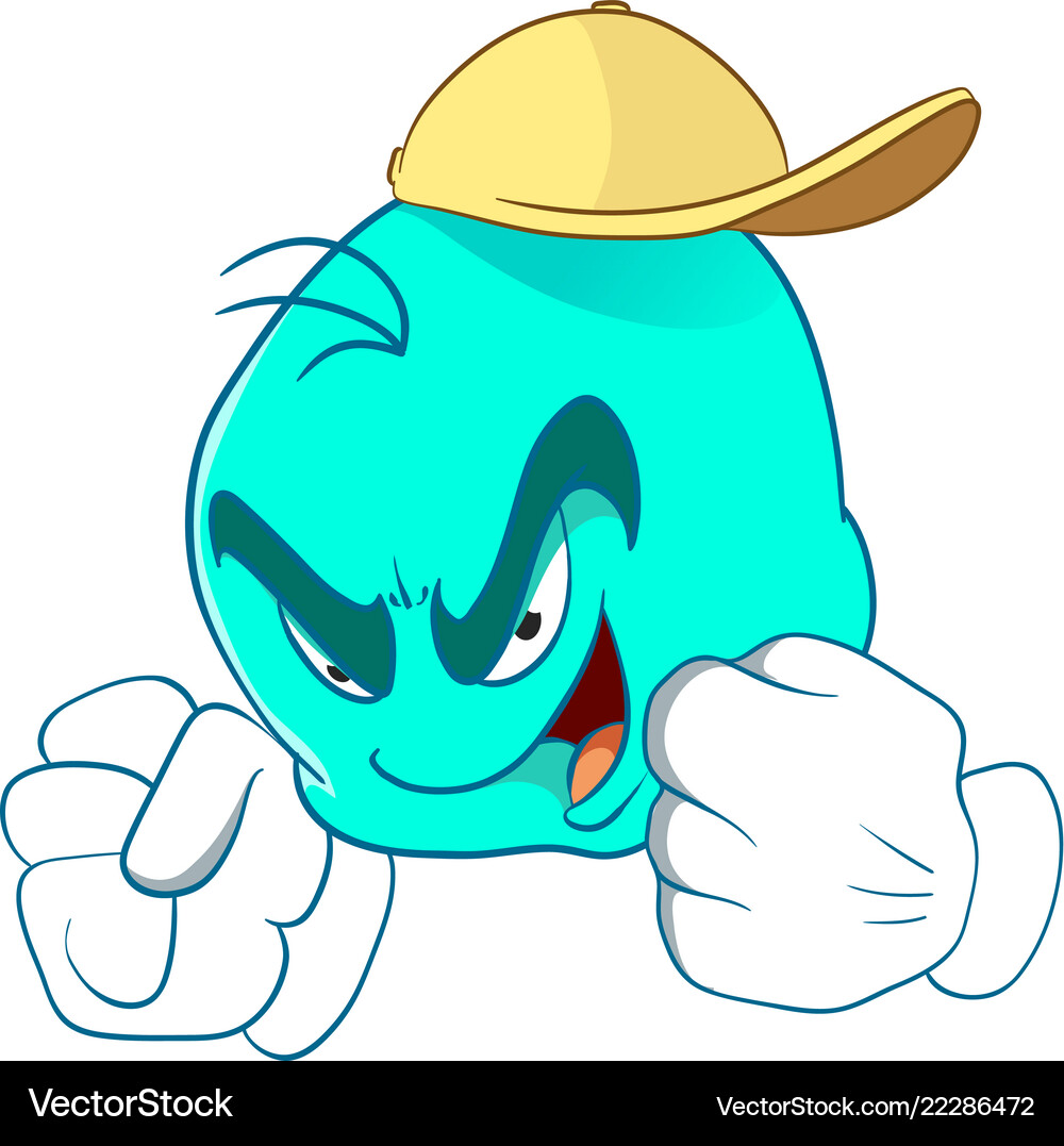Blue cartoon fight pose with a yellow cap Vector Image
