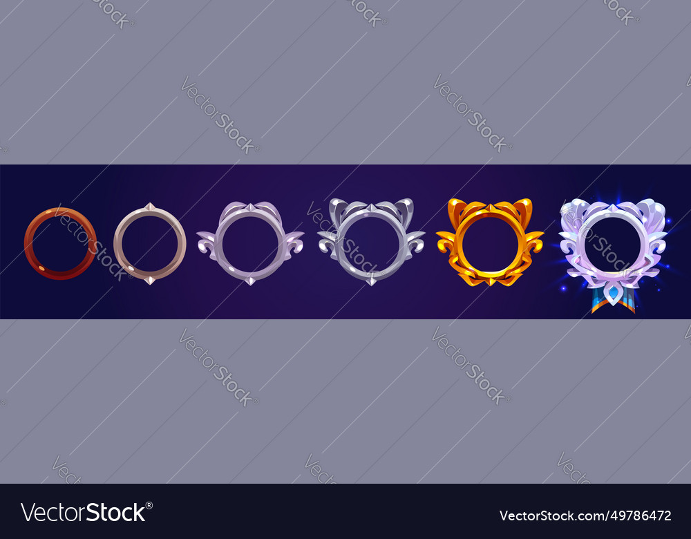 Circle game rank frames set Royalty Free Vector Image