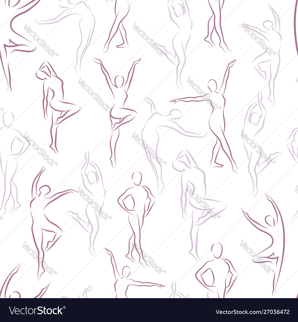 Dancing Steps Pattern - Purple & White Vector Image