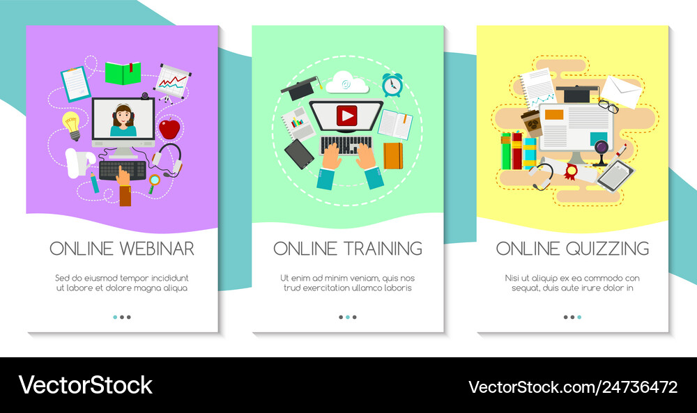 Distance education set banners online courses Vector Image