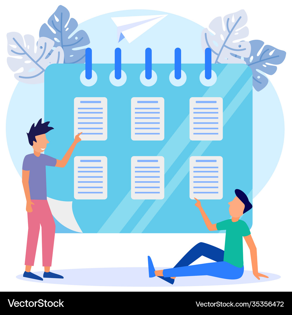 Graphic cartoon character business schedule Vector Image