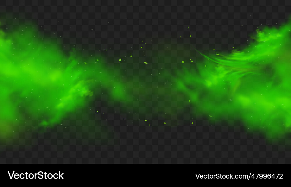 Green smoke isolated on transparent background Vector Image