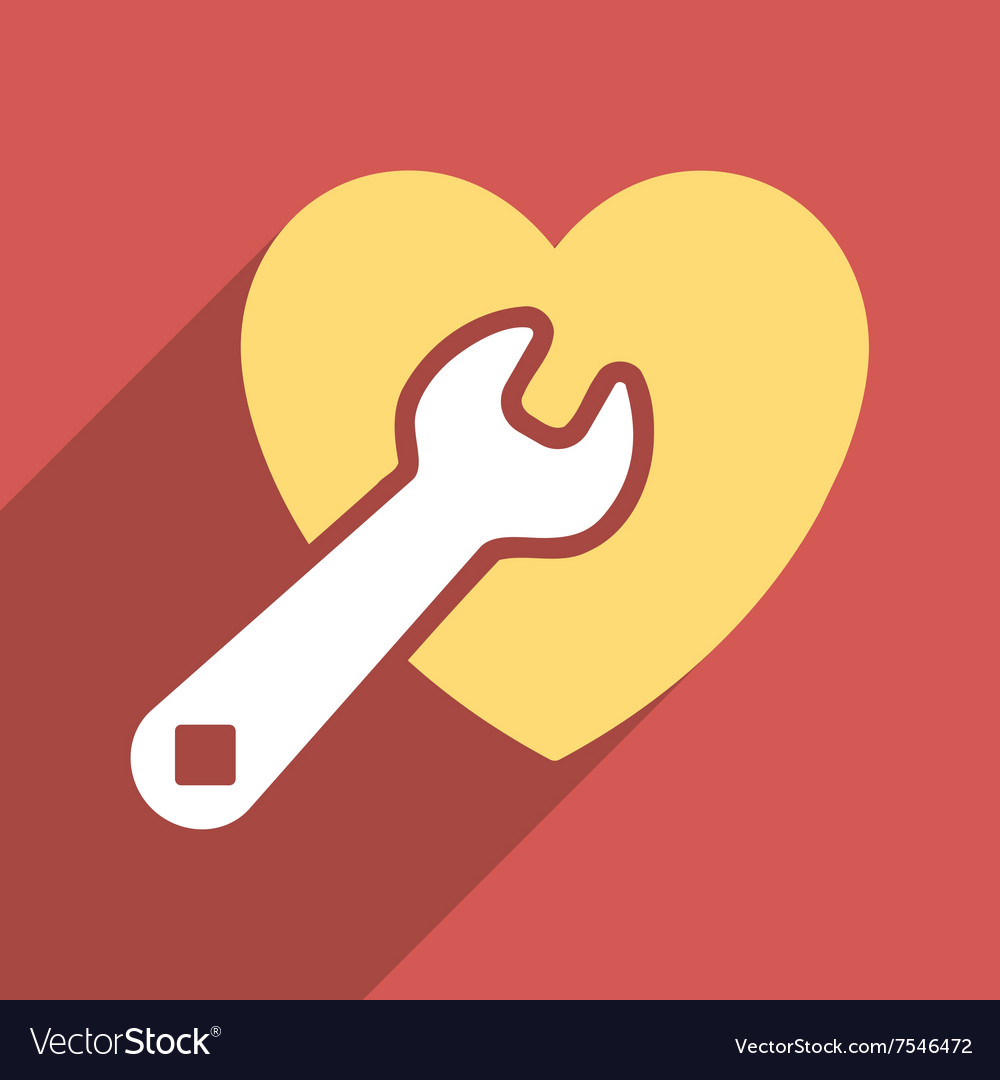 Heart Repair Flat Long Shadow Square Icon Vector Image Heart Repair Flat Long Shadow Square Icon Vector Image