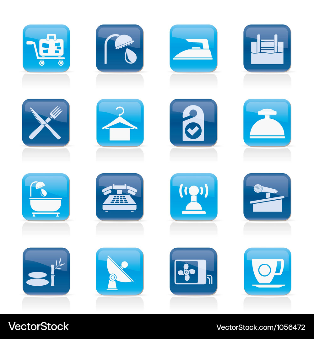Hotel and motel icons Royalty Free Vector Image