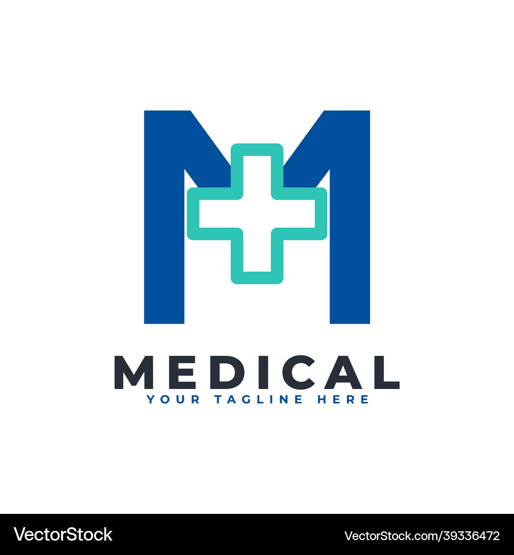 Letter m cross plus logo usable for business Vector Image