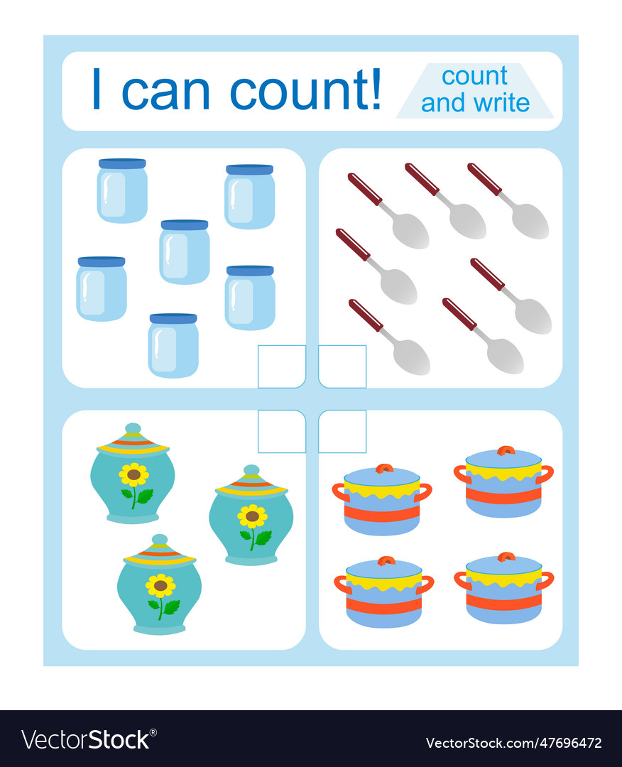 Math activity for kids i can count Royalty Free Vector Image