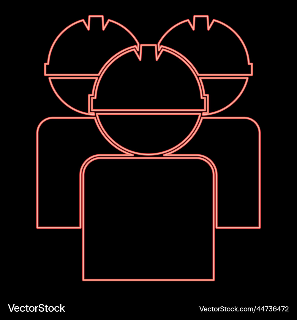 Neon labors group workers in helmet red color Vector Image