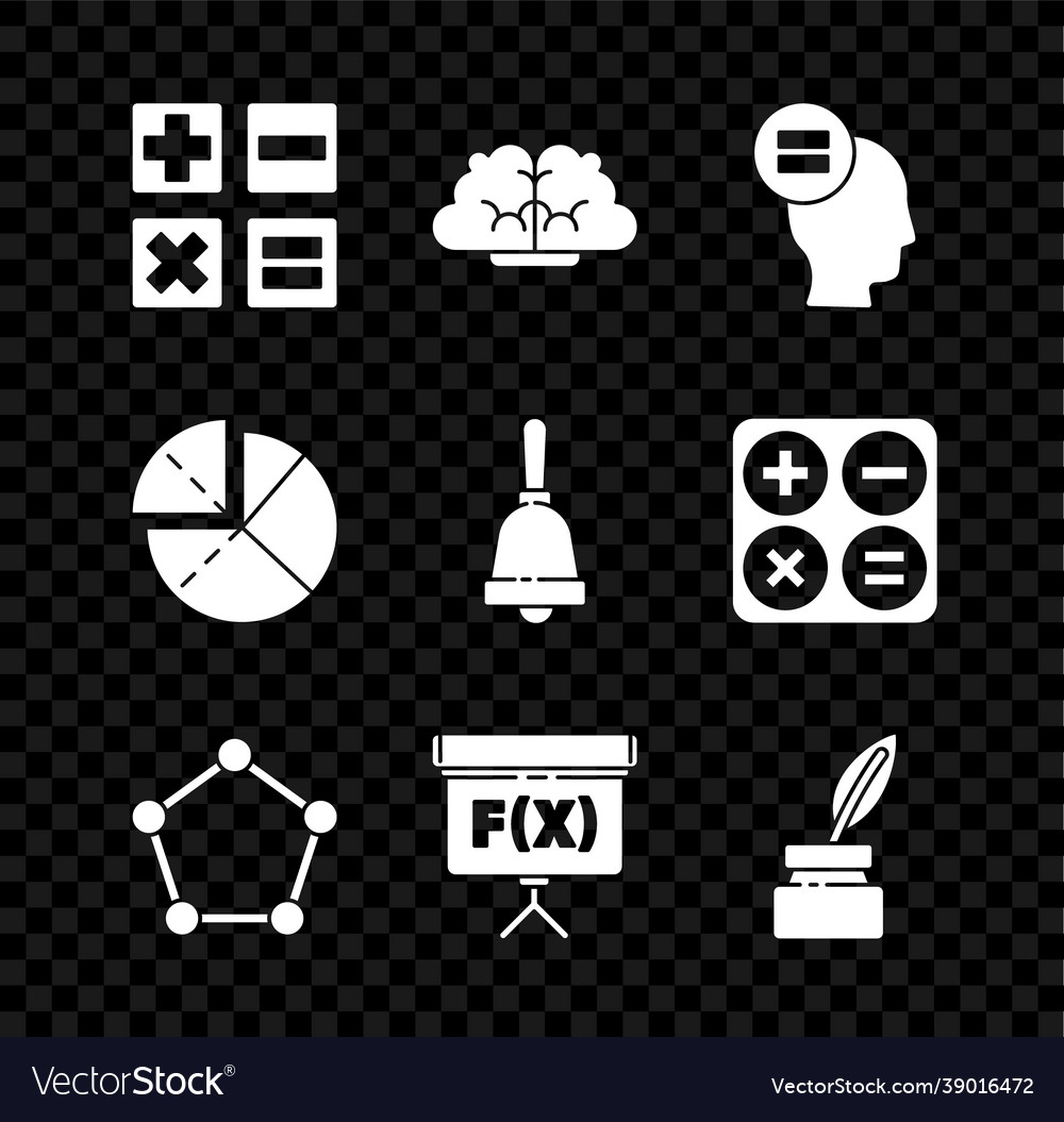 Set calculator human brain calculation Royalty Free Vector