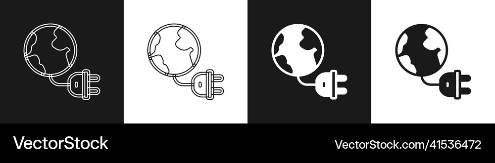 Set global energy power planet with plug icon Vector Image