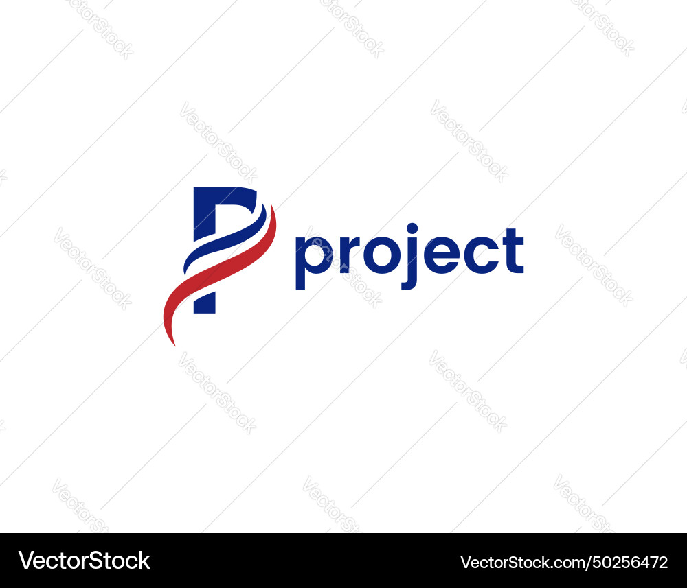 Simple red blue letter type p business logo Vector Image