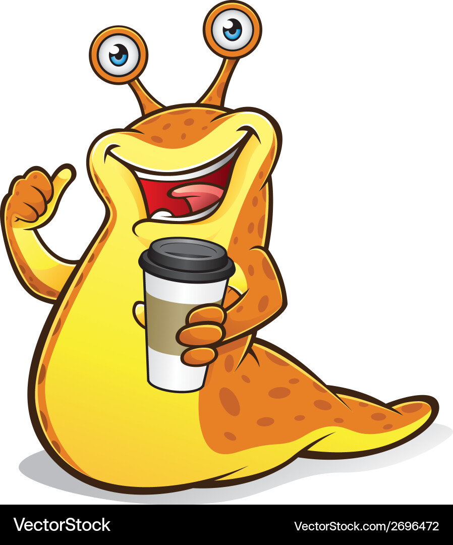 Slug with a cup of coffee Royalty Free Vector Image