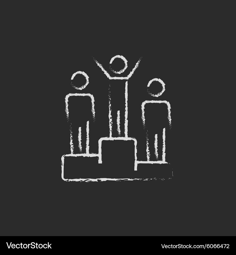 Winners on the podium icon drawn in chalk Vector Image