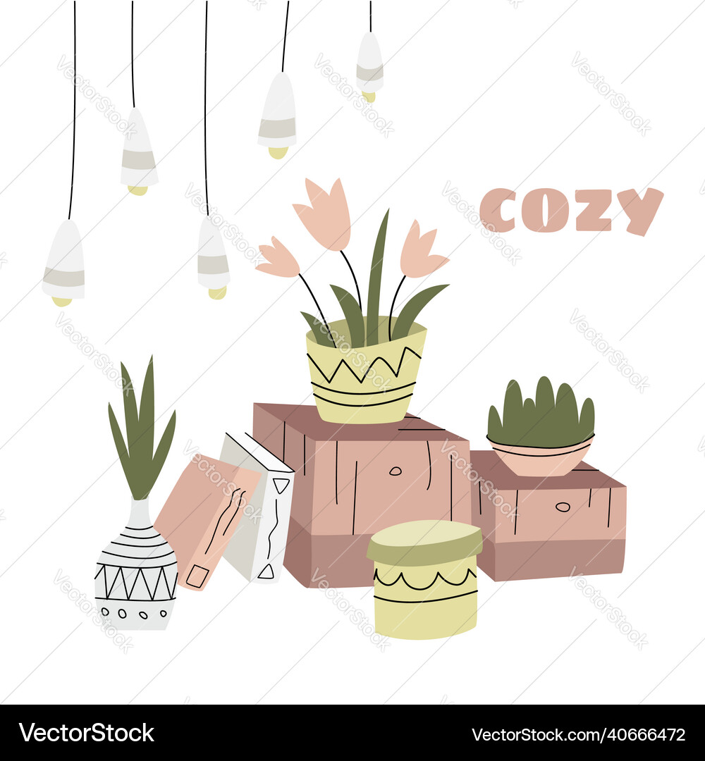 With a set of household items Royalty Free Vector Image