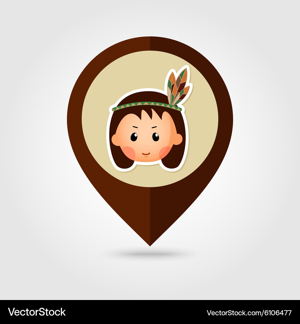American indian children mapping pin icon Vector Image