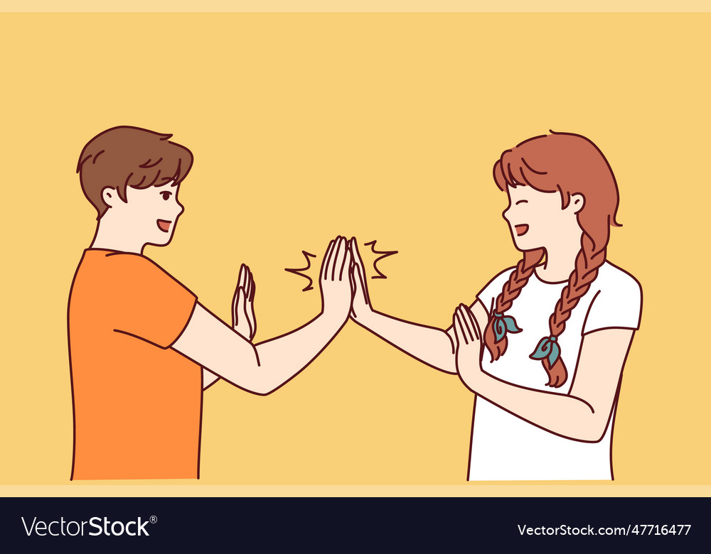 Children play hand-clapping laughing and enjoying Vector Image